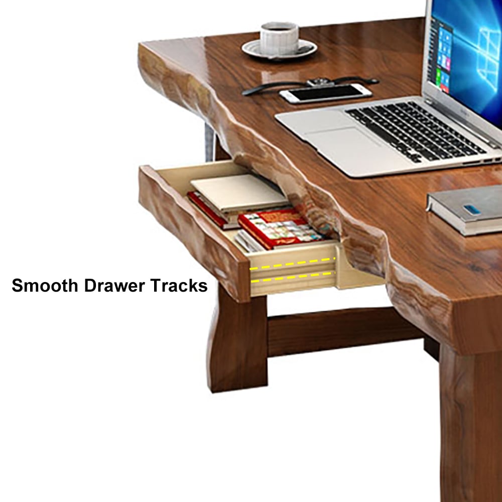 Free Shipping on 59.1" Modern Walnut Home Office Desk with Drawer ...