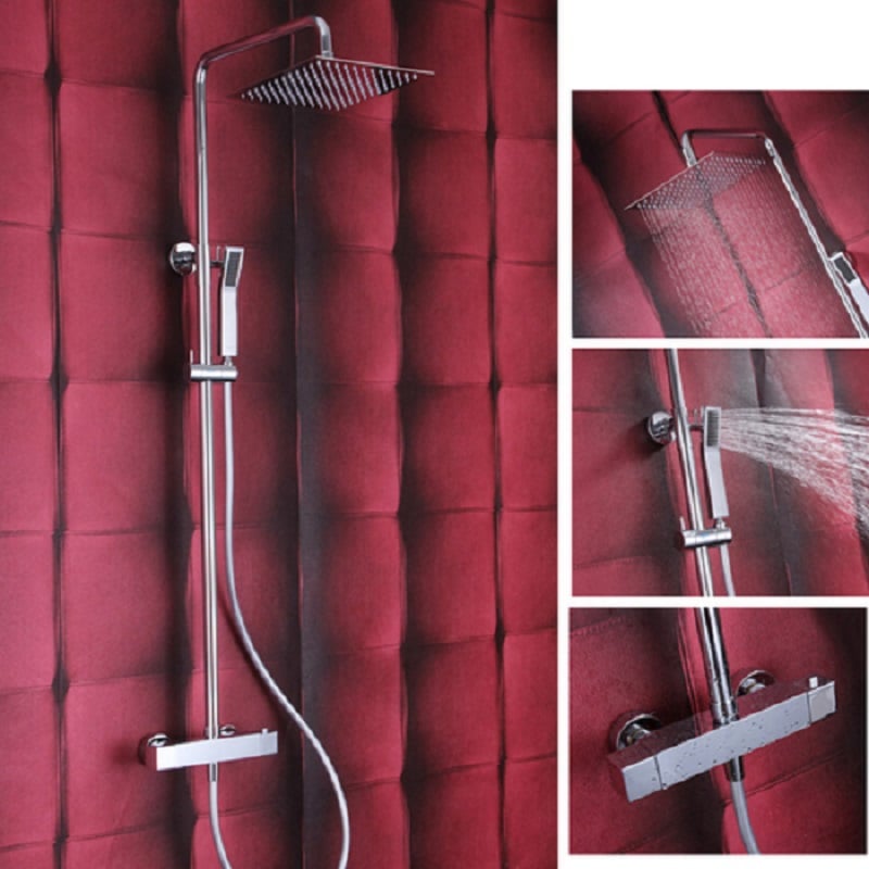254mm Modern Exposed Thermostastic Solid Brass Shower System Hand ...