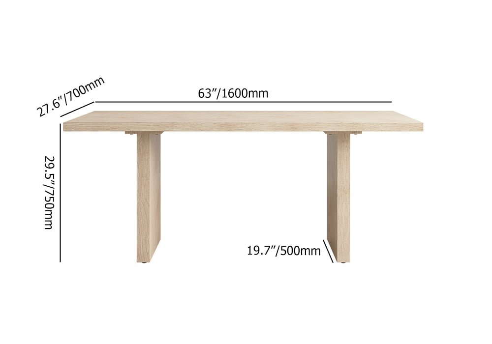 Upoak 1600mm Farmhouse Whitewash Wooden Dining Table 6 Person Double ...
