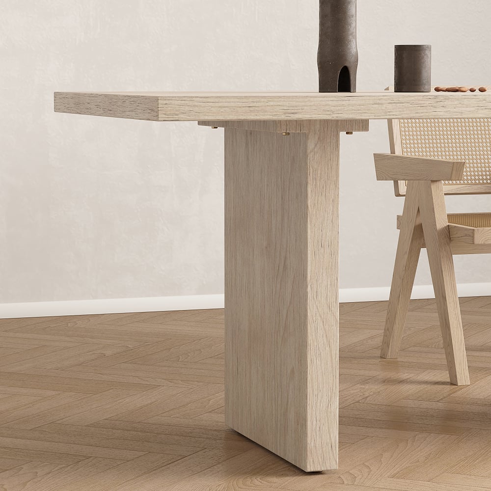 Upoak 1600mm Farmhouse Whitewash Wooden Dining Table 6 Person Double ...