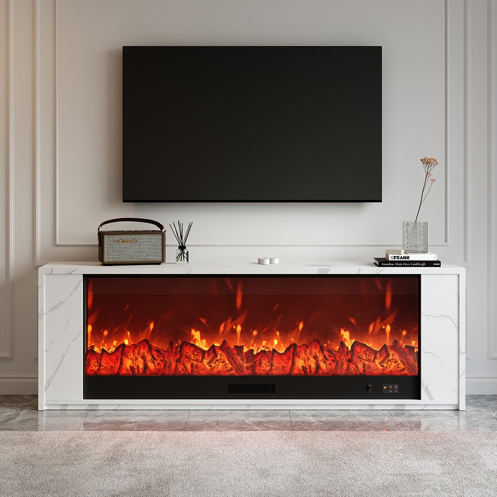 Modern Glass Electric Fireplace TV Stand with Remote Control ...