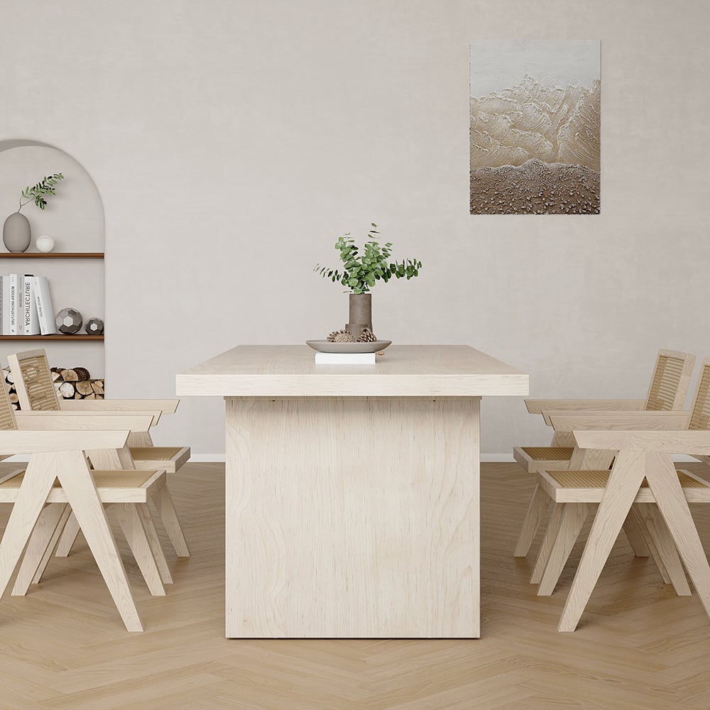 Upoak 1600mm Farmhouse Whitewash Wooden Dining Table 6 Person Double ...