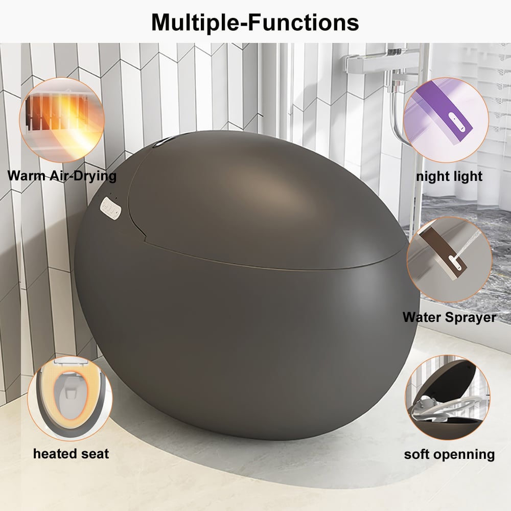 Modern Black Egg-Shaped Smart Toilet with High Version | Homary