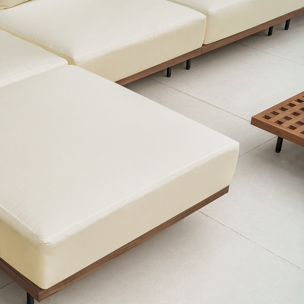 8Pcs Outdoor Teak Modular Sofa Beige Patio Sectional Conversation Set ...