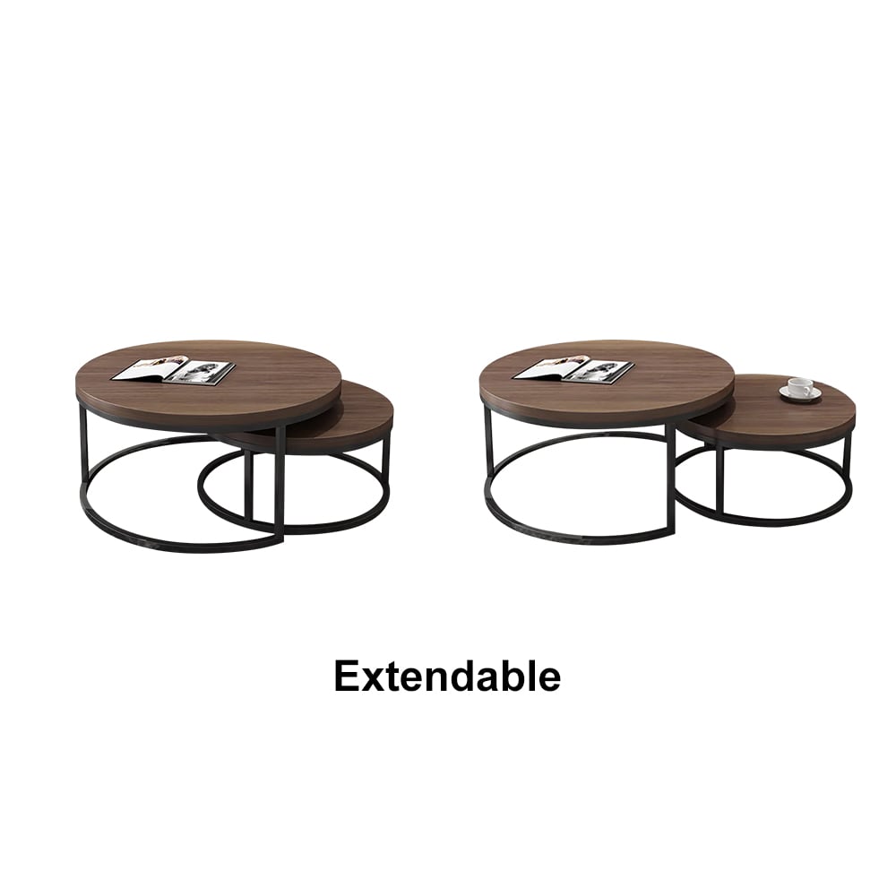 Fero Extendable Walnut TV Stand & Nesting Coffee Table Set | Homary