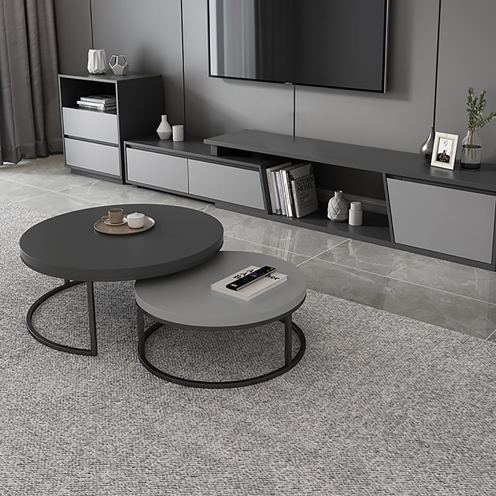 Fero Extendable Gray 3-Drawer TV Stand & Nesting Coffee Table Set | Homary