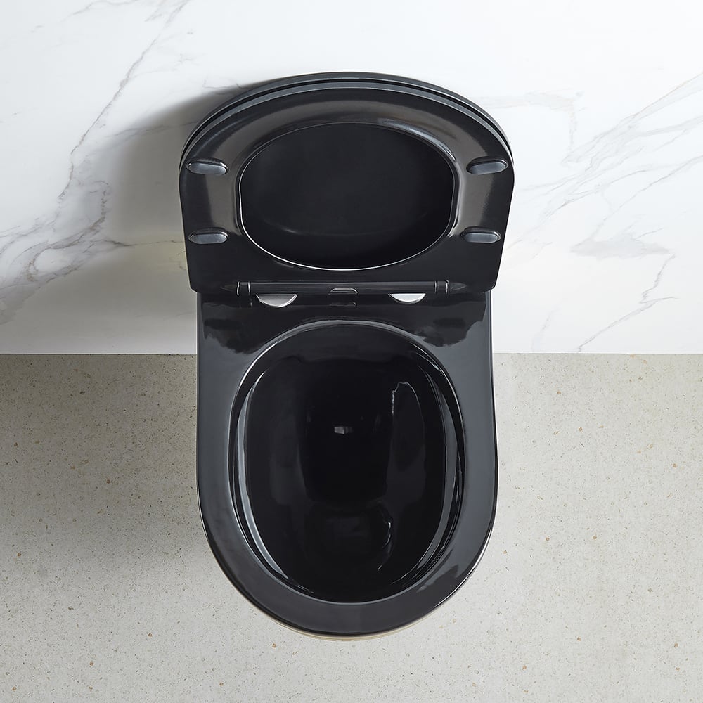 Luxury Round Set of 2 Wall-Mount Toilet Rimless Flushing Ceramic in ...