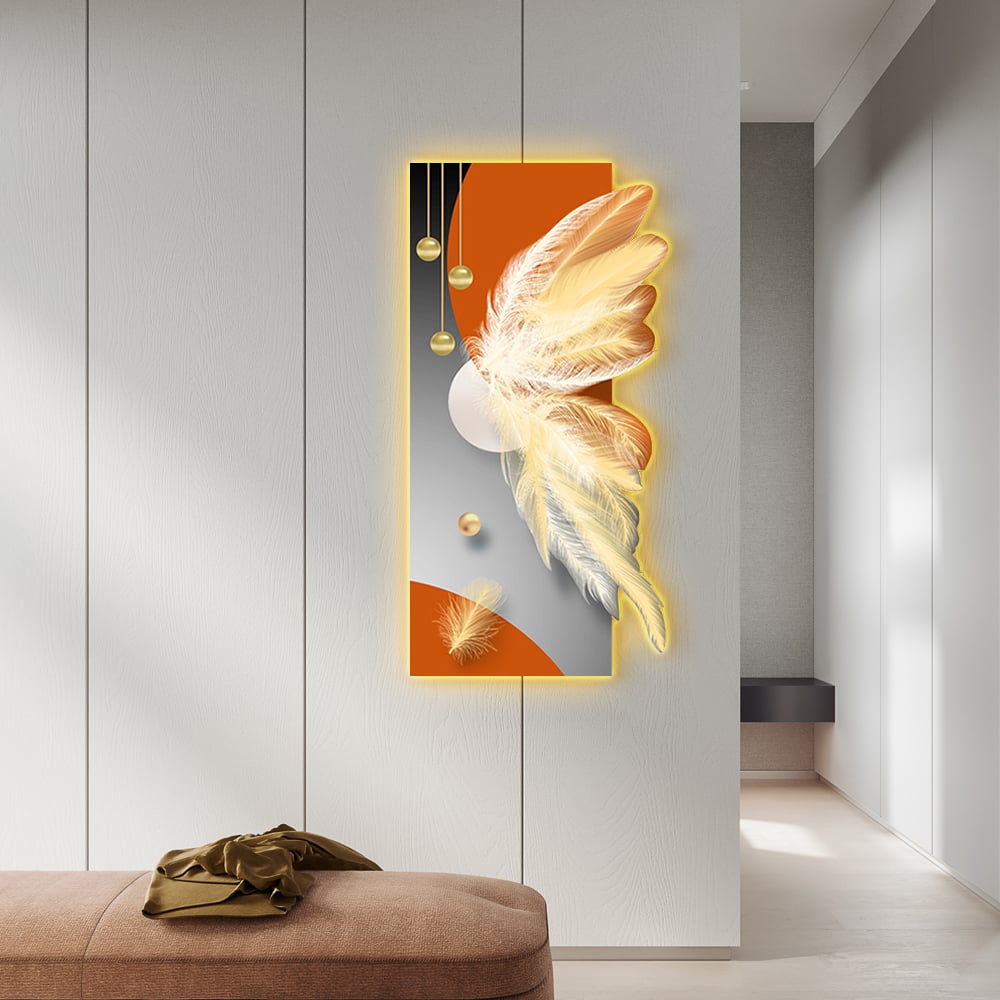 Modern Home Decor LED Wall Art with Unique Feather Design | Homary