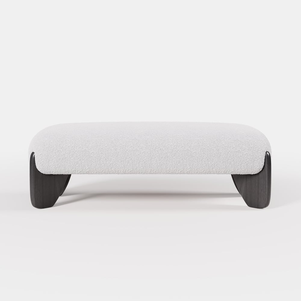 Modern White Boucle Bedroom Bench Upholstered Long Bench with Wood Legs ...