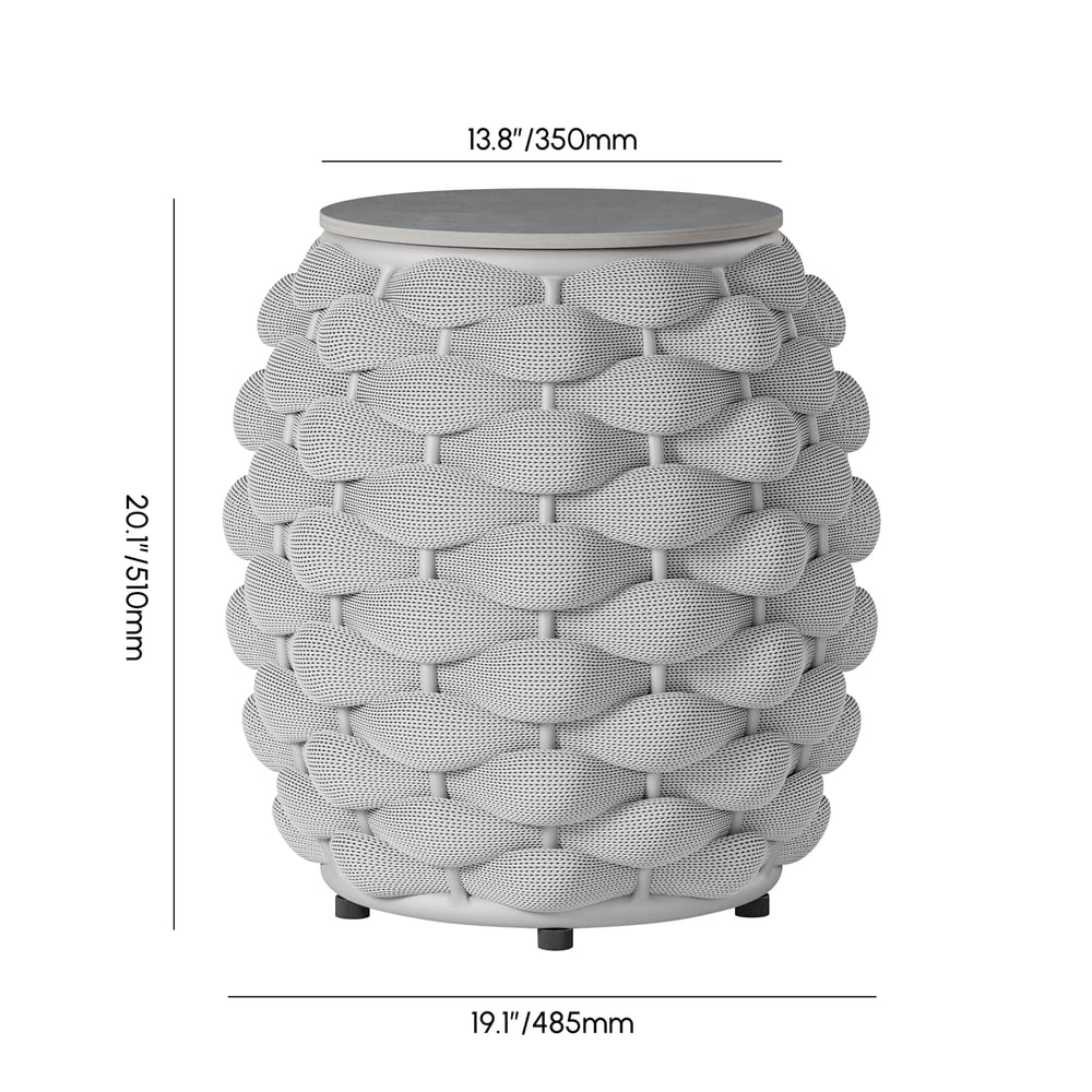 Tatta Modern Outdoor Woven Side Table with Storage, Waterproof Rope ...