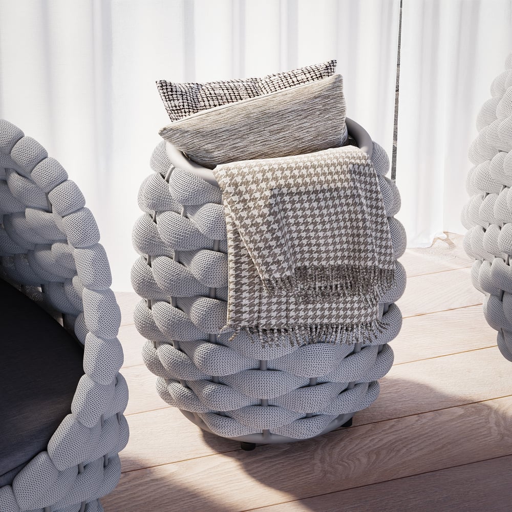 Tatta Modern Outdoor Woven Side Table with Storage, Waterproof Rope ...