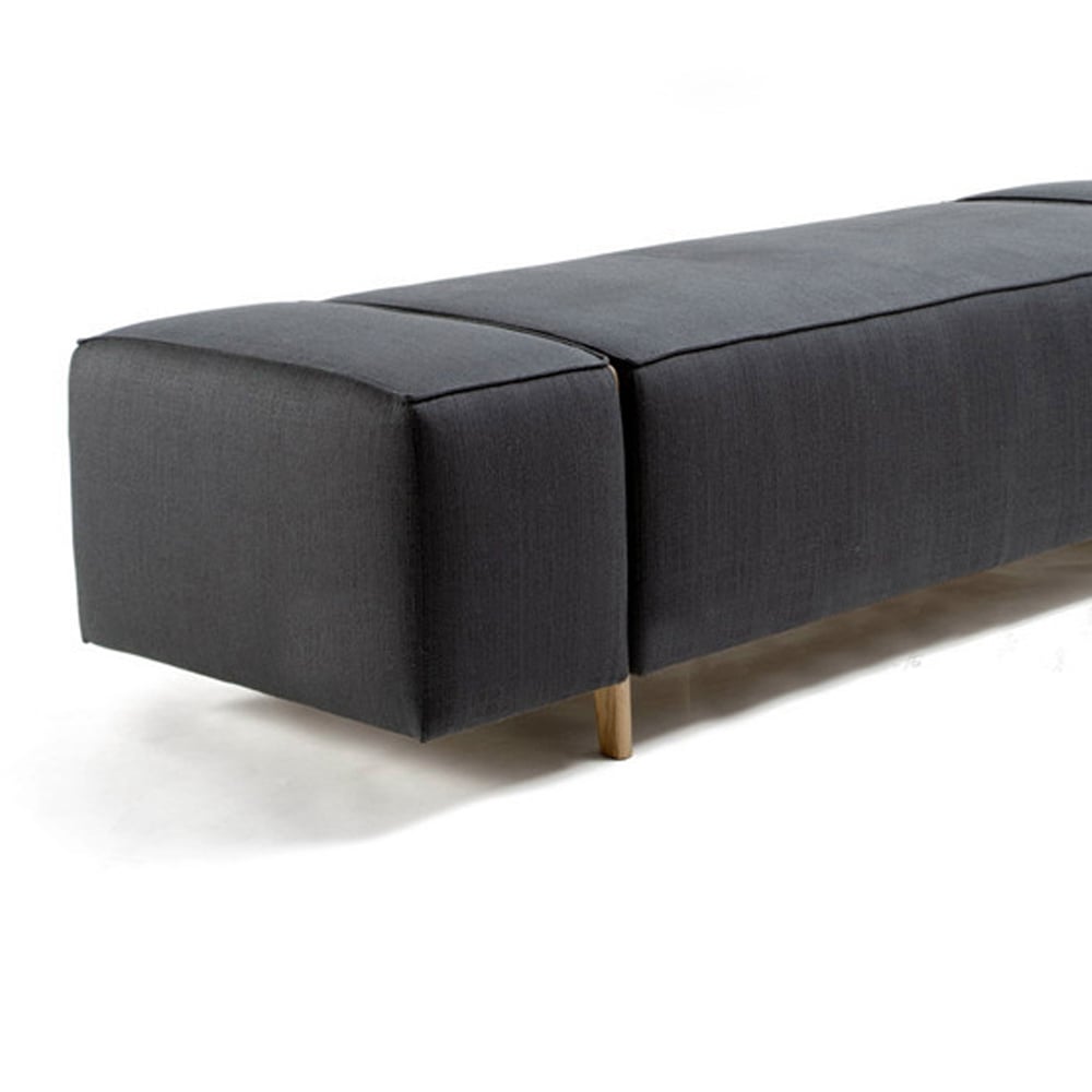 Modern Deep Gray Rectangular Bench Entryway Ottoman with Gold Legs｜Homary