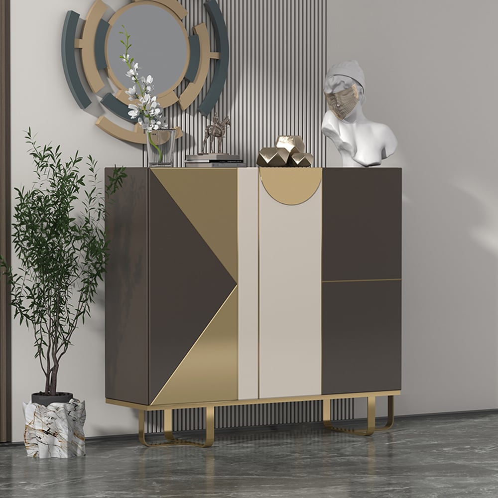 Postmodern Gold Cabinet Stainless Steel Decorative 2-Door Cabinet｜Homary