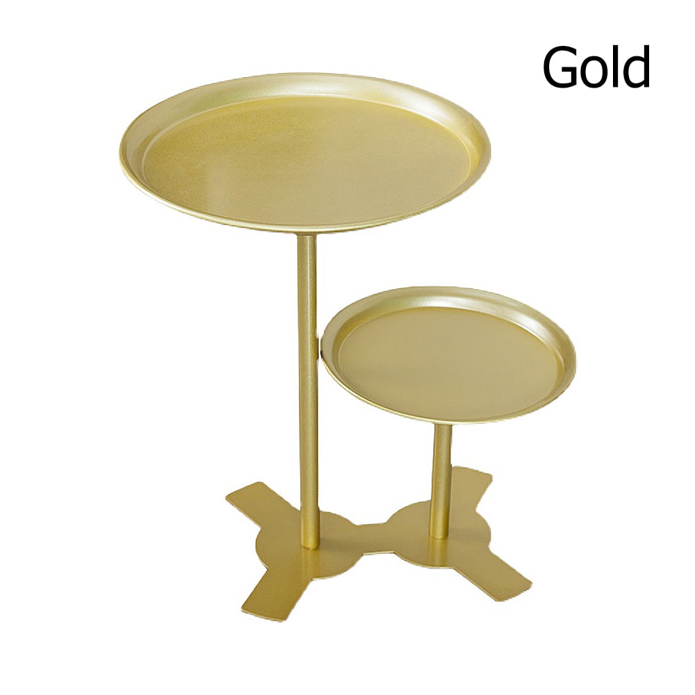 Modern Gold Metal End Table with 2 Tray Top Round Side Table | Homary UK
