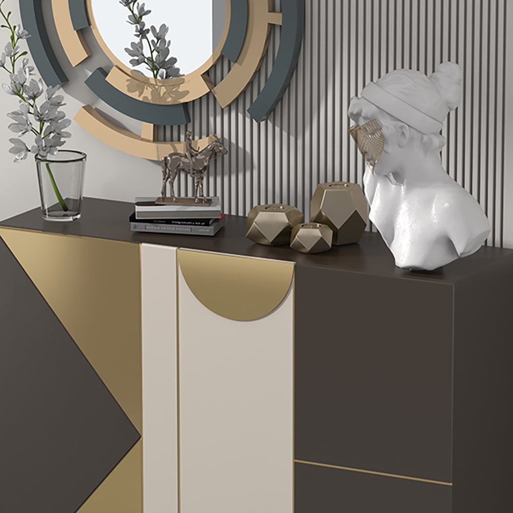 Postmodern Gold Cabinet Stainless Steel Decorative 2-Door Cabinet｜Homary