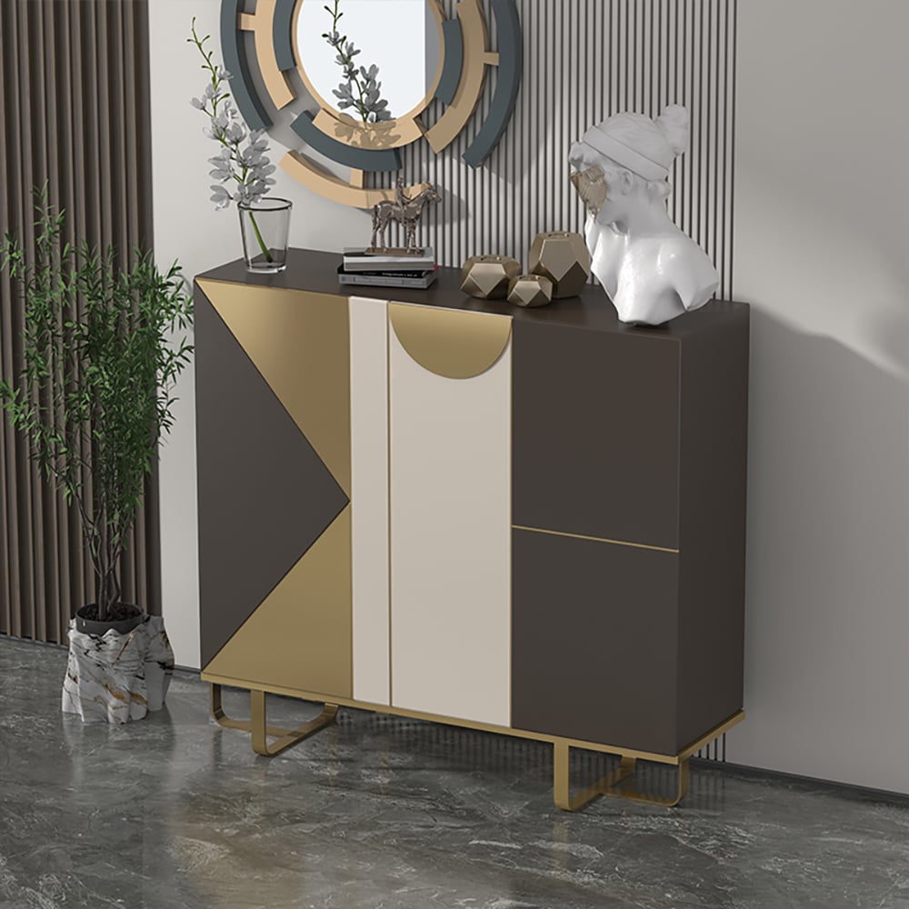 Postmodern Gold Cabinet Stainless Steel Decorative 2-Door Cabinet｜Homary