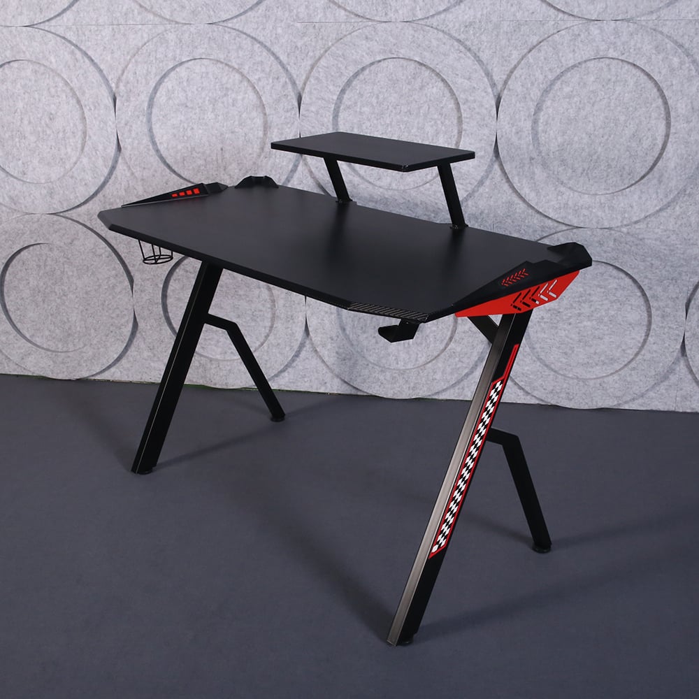 Modern Black Gaming Desk in MDF & PVC Standing Desk｜Homary UK