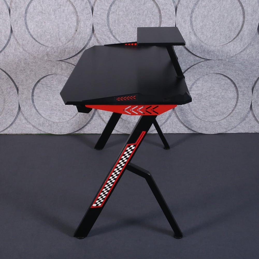 Modern Black Gaming Desk in MDF & PVC Standing Desk｜Homary UK