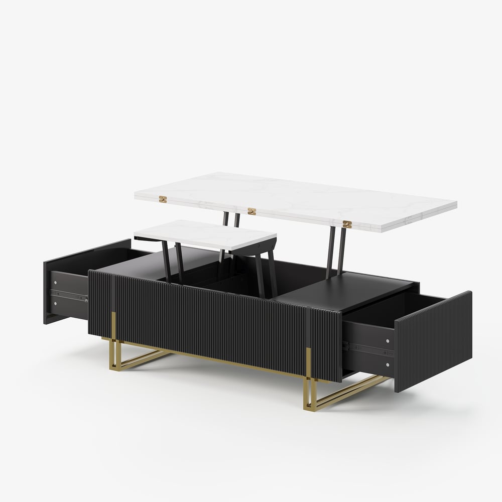 Grovyn 47.2" Fluted Lift-Top Coffee Table with 2 Drawers｜Homary