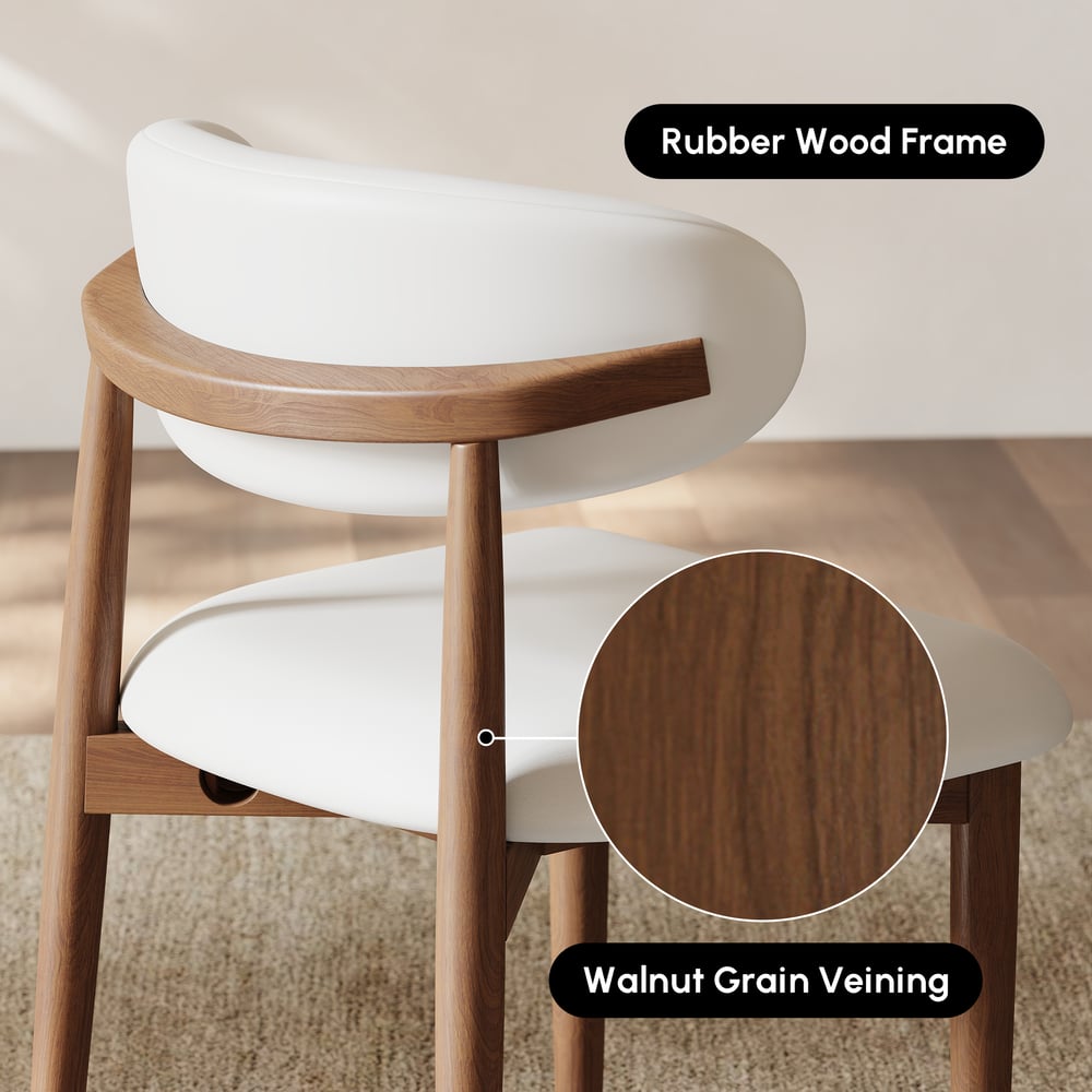 Modern PU Leather Dining Chair with Rubber Wood Legs｜Homary UK
