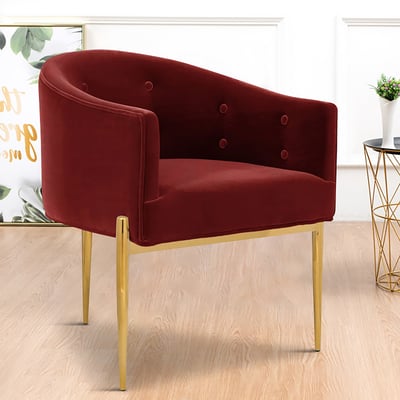 Modern Upholstered Art Deco Wine Red Accent Side Chair with Armrest ...