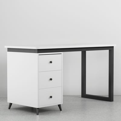 Modern 1400mm White Wooden Home Office Computer Desk with Drawers in ...