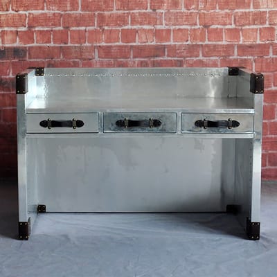 Industrial Silver Home Office Desk with Drawers Aluminum Writing Desk ...