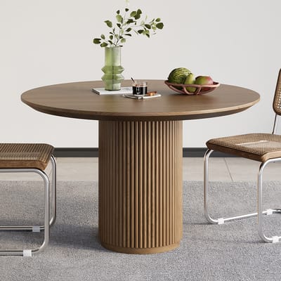 Japandi 800mm Round Small Dining Table for 2 Person Walnut Wood ...