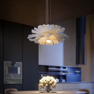 White Acrylic Pendant Light Chandelier in Flower Shape | Homary