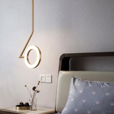 Stylish Gold Pendant Light LED Acrylic Light Shade Circle Metal in Gold ...