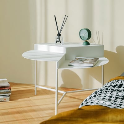 Modern Unique Design White Metal Coffee Table-Homary