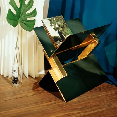 Chic Standing Magazine Rack in Stainless Steel-Homary