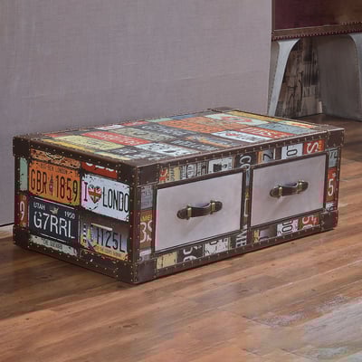 Retro Style Coffee Table with Drawers Rectangular Accent Table | Homary