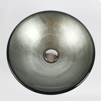 Modern Round Shape Ribbed Pattern Silver Small Painted Glass Bathroom ...