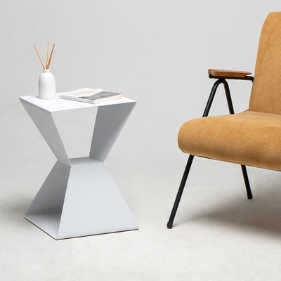 White End Table with Storage Metal | Homary