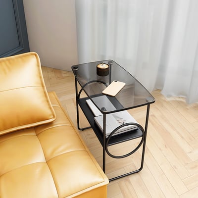 Modern Black End Table with Storage Side Table Metal | Homary