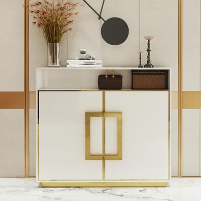 White Shoe Storage Cabinet Modern 5 Shelves Entryway Shoe Cabinet in ...