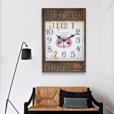 Retro-Style Rectangular Metal Large Wall Clock with Distinctive ...