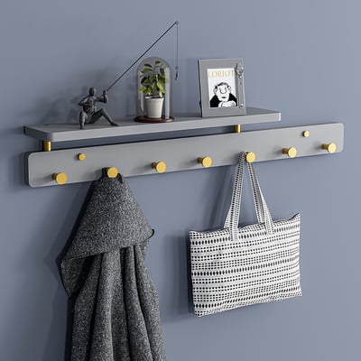 Classical Wall Mounted Wood Coat Stand in Grey | Homary UK
