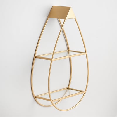 Modern Drop 2-Tiered Floating Shelving in Gold | Homary