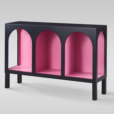Modern Console Table with Storage in Black & Pink | Homary UK