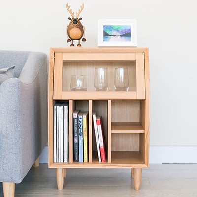 Rustic Modern End Table with Magazine Rack in Natural | Homary