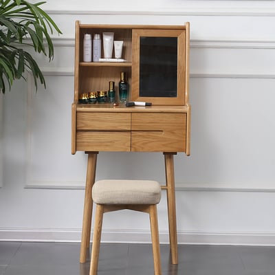 Nordic Natural Makeup Vanity 3-Drawer Removable Mirror & Adjustable ...