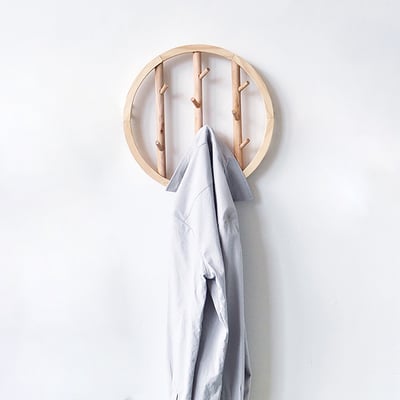 Rustic Round Branch Wall Mounted Coat Rack in Natural | Homary