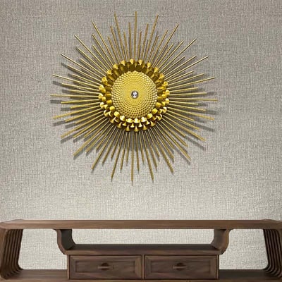 600mm Mid-Century Retro Metal Gold Sun Home Wall Decor Art | Homary UK