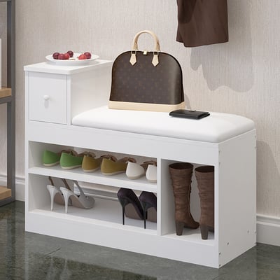 Contemporary Multifunction Upholstered Bench for Shoe/Boots Storage ...