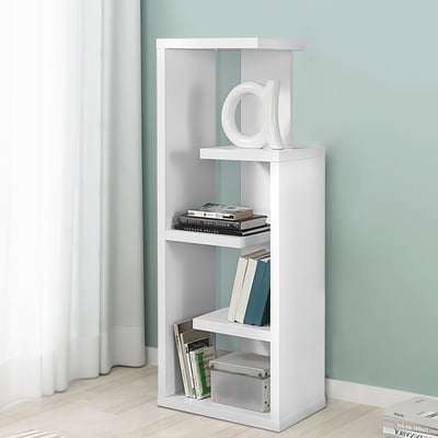 Modern Asymmetrical Standard Bookshelf with in White | Homary
