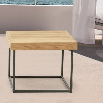 Square End Table with Board-Top in Cube Shape-Homary