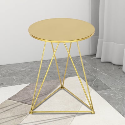 Modern Gold Round End Table Metal Side Table-Homary