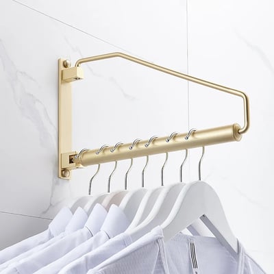 Contemporary Foldable Wall-Mounted Coat Rack in Brass | Homary